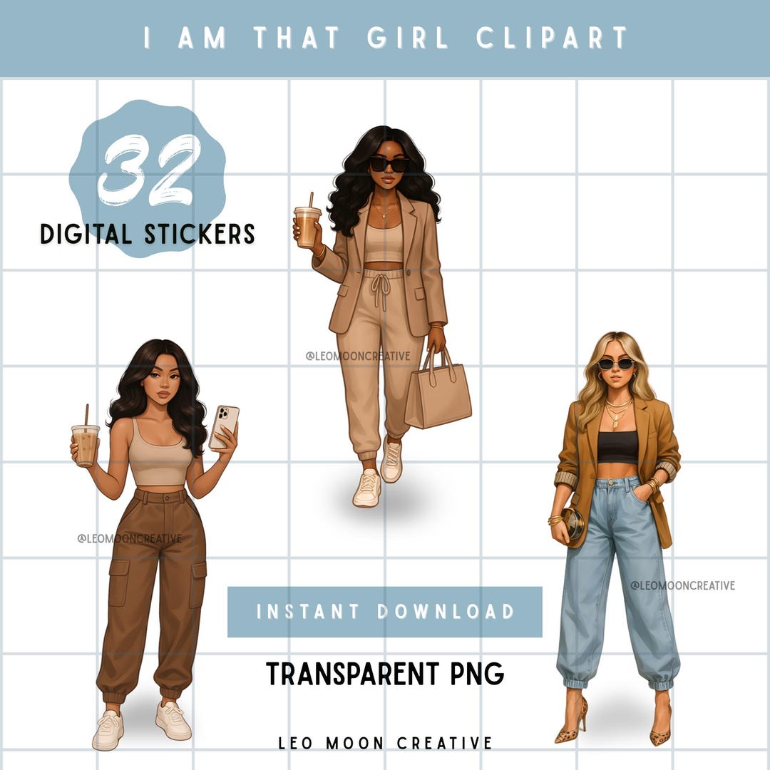 Black Girl Planner Clipart | That Girl PNG | Digital Sticker for ...