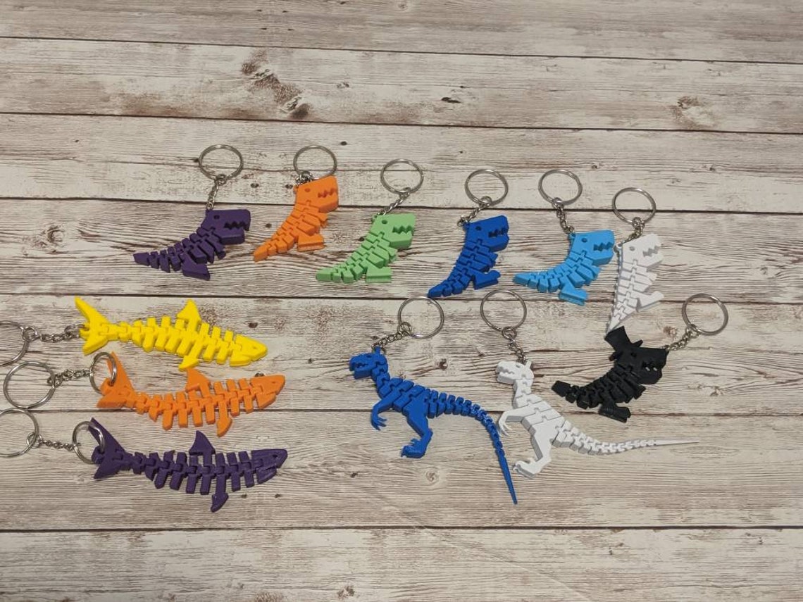 3D printed flexible dinos/keychains/dinosaurs | Etsy