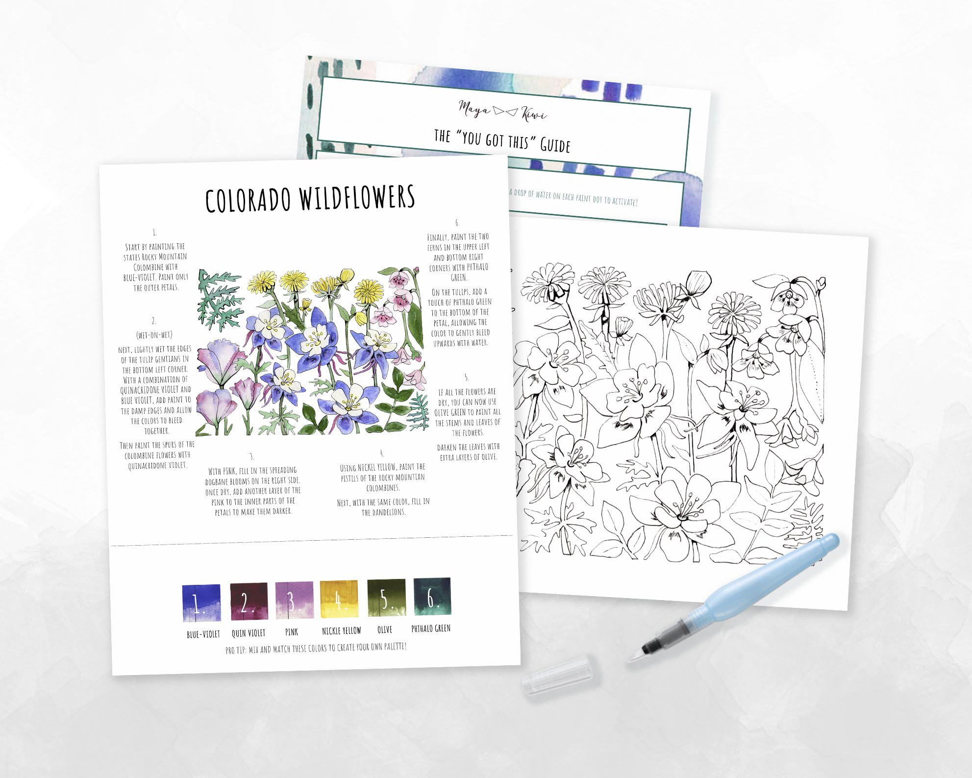 DIY KIT- Watercolor Colorado Wildflowers (paint Kit for Adults) - Etsy