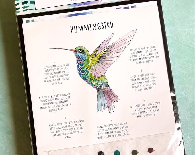 DIY KIT- Watercolor Hummingbird | Craft Kits for Adults - Etsy