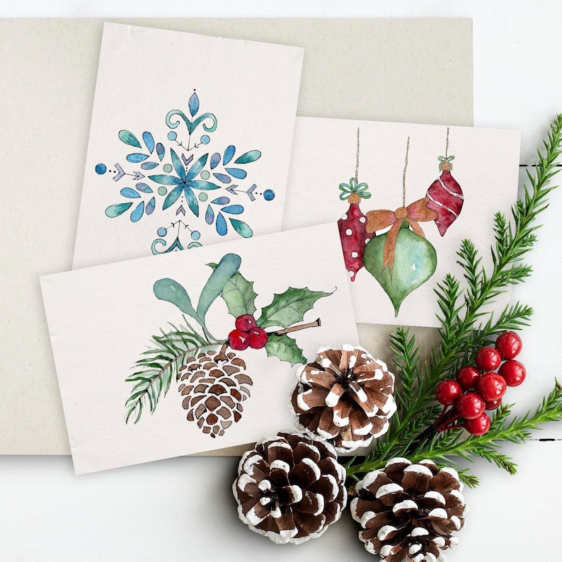 Paint Your Own Holiday Cards Watercolor Kit Set of 3 Cards - Etsy Canada