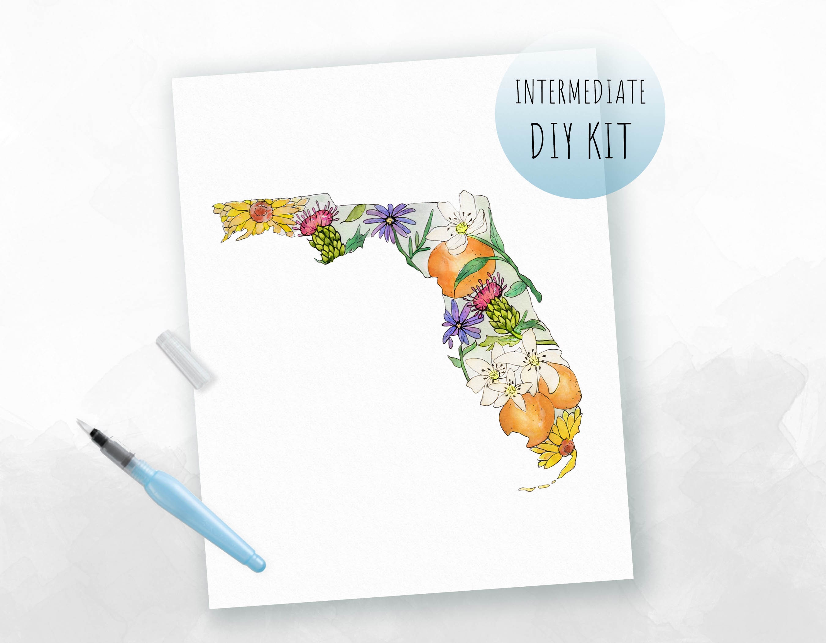 DIY KIT Watercolor Florida Wildflowers Adult Painting Guide | Etsy