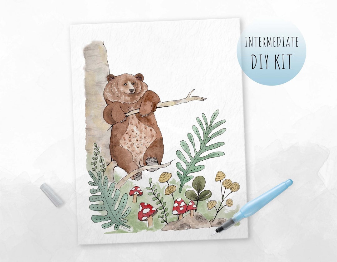 DIY KIT Watercolor Forest Bear Paint Kit for Adults - Etsy