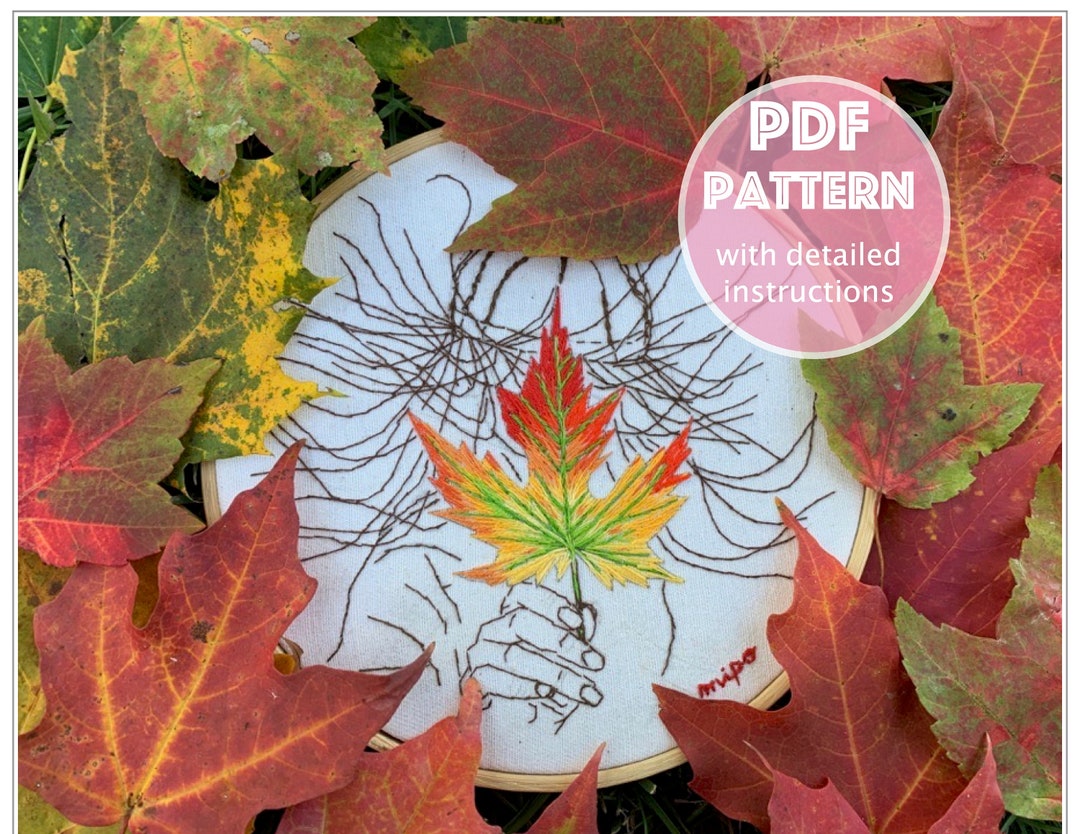 Fall Hand Embroidery Pattern, PDF Embroidery Pattern, Autumn Leaf ...