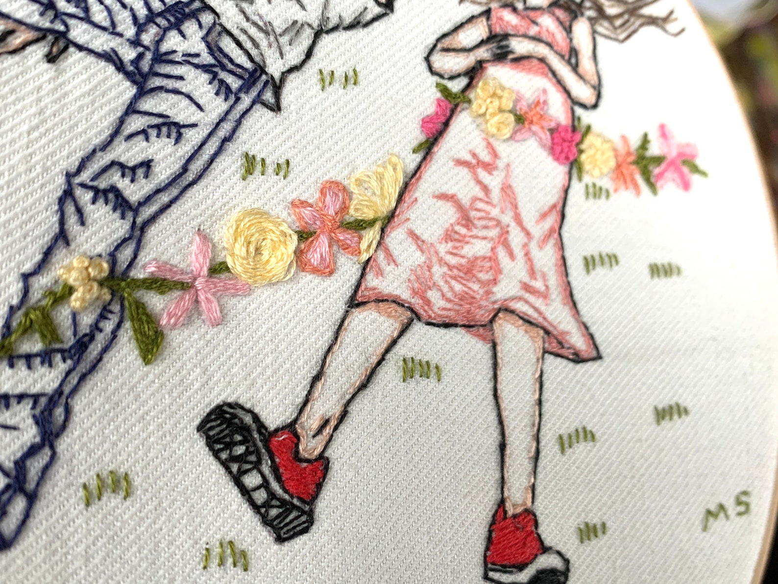 Romantic Embroidery kit with pre-printed fabric Napping | Etsy