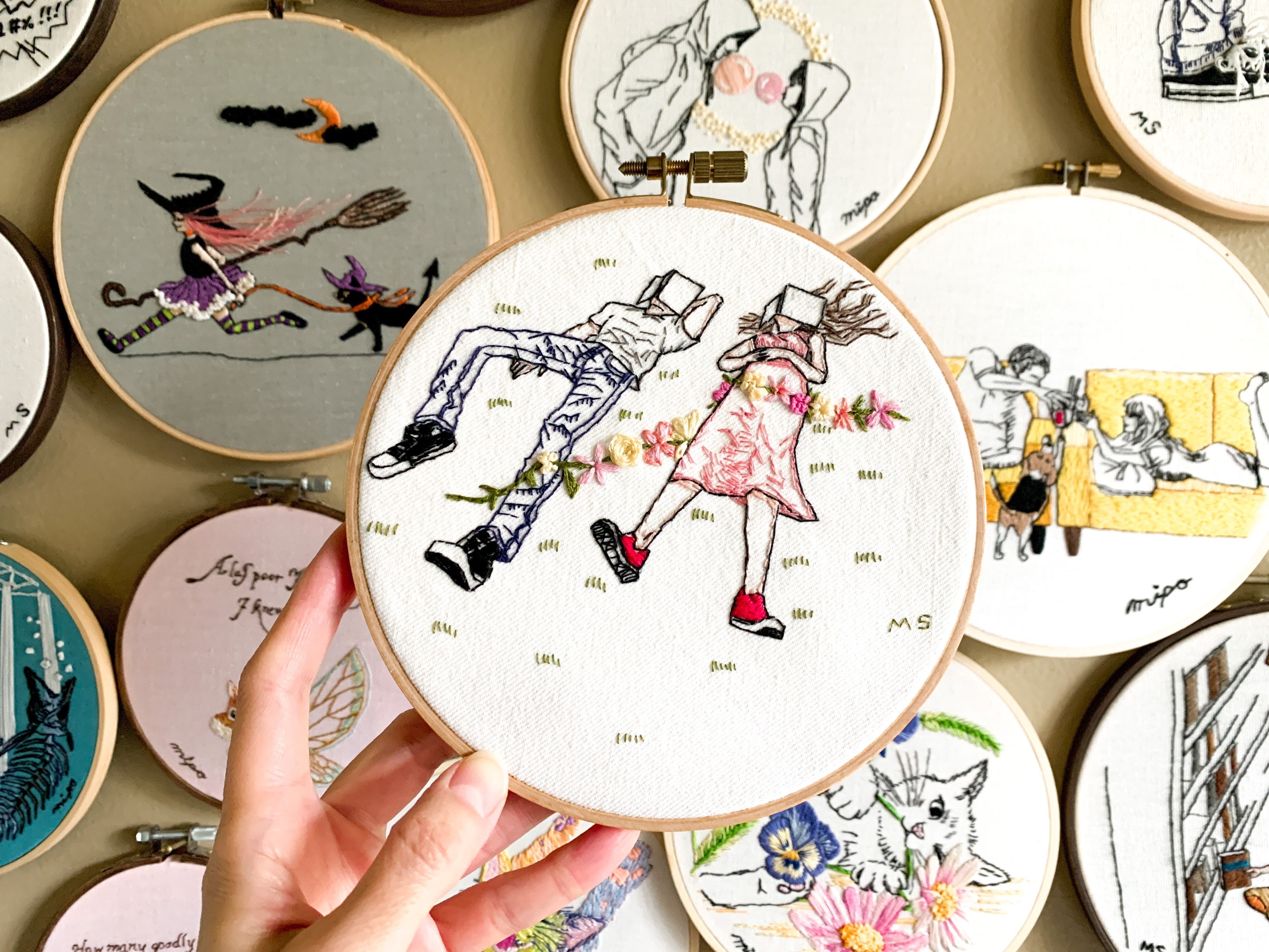 Romantic Embroidery kit with pre-printed fabric Napping | Etsy