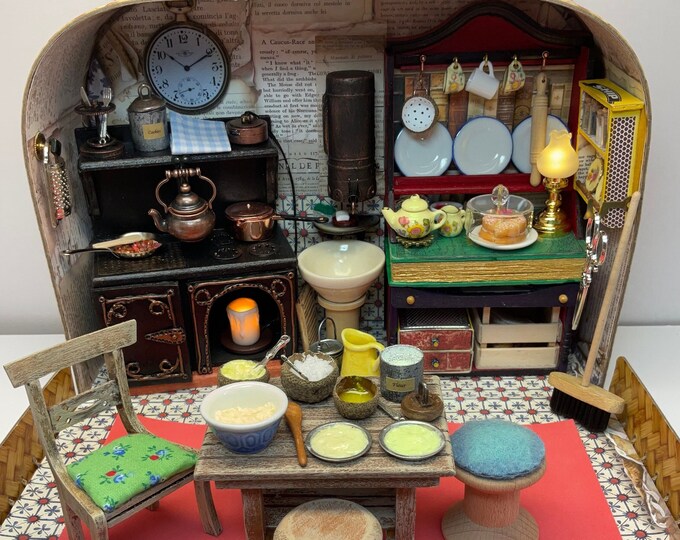 Homily's Kitchen, a Suitcase Diorama. A Homage to the Borrowers Novels ...