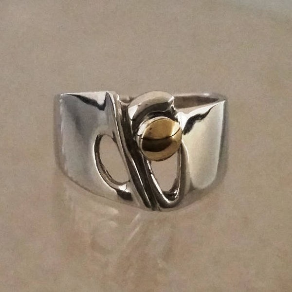 Silver and Gold Ring - Etsy