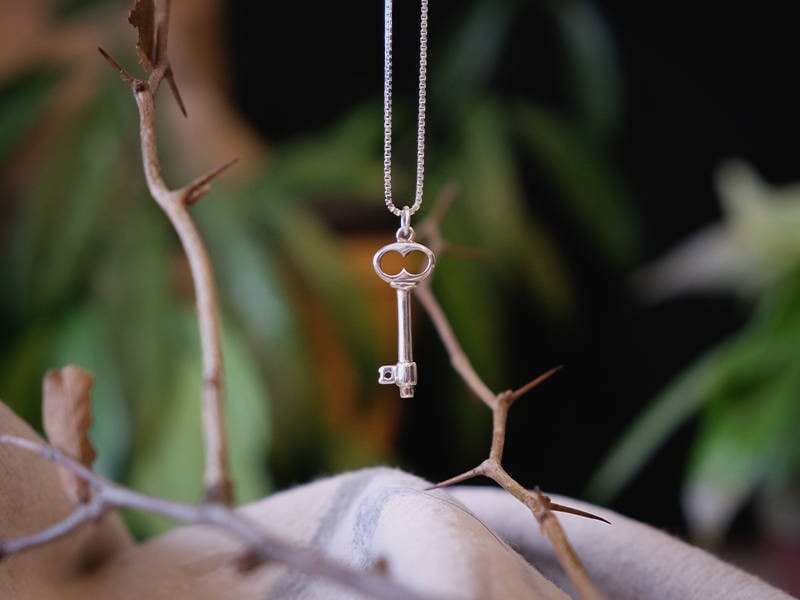 Dainty Silver Key Pendant, Sterling Silver Dainty Key Pendant, Boho ...