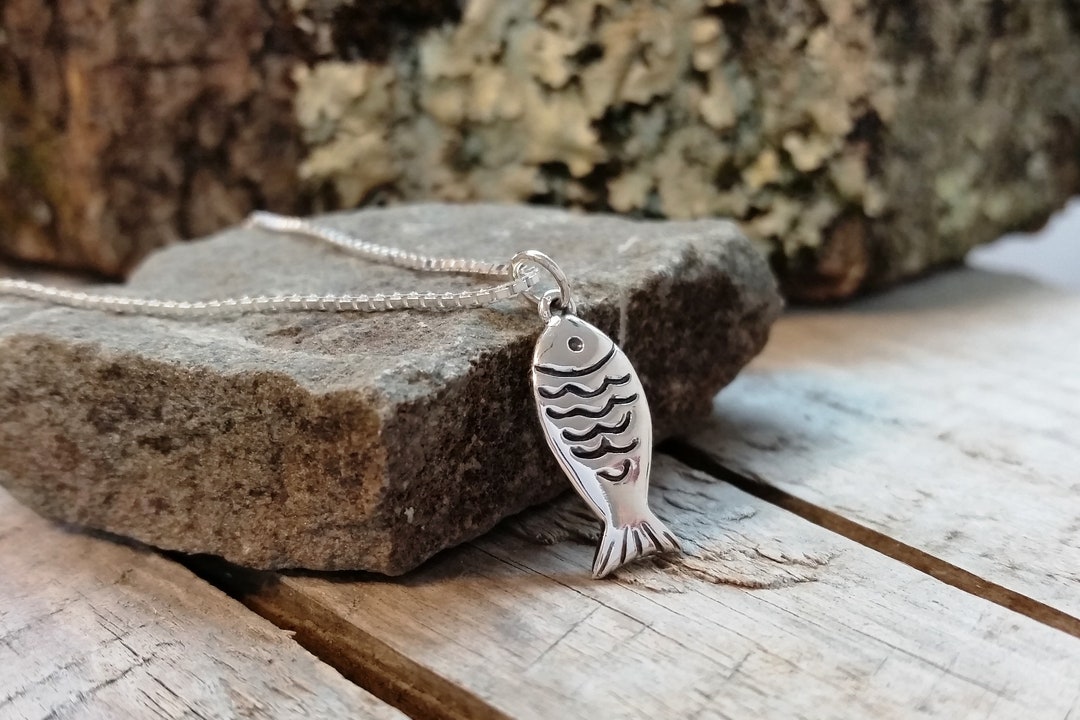 Silver Fish Pendant, Sterling Silver Fish Necklace, Ocean Pendant, Sea ...