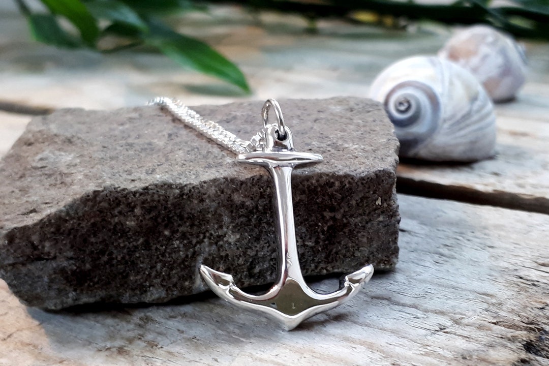 Silver Anchor Pendant, Large Sterling Silver Anchor Pendant, Unisex ...