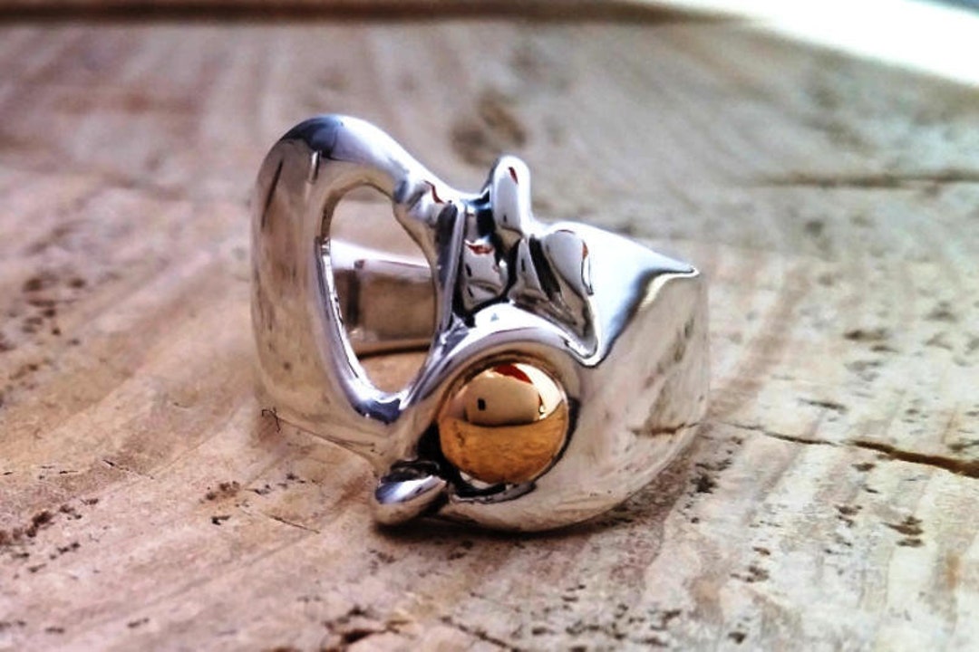 Silver and Gold Ring, Sterling Silver and Solid 10k Gold Band Ring ...