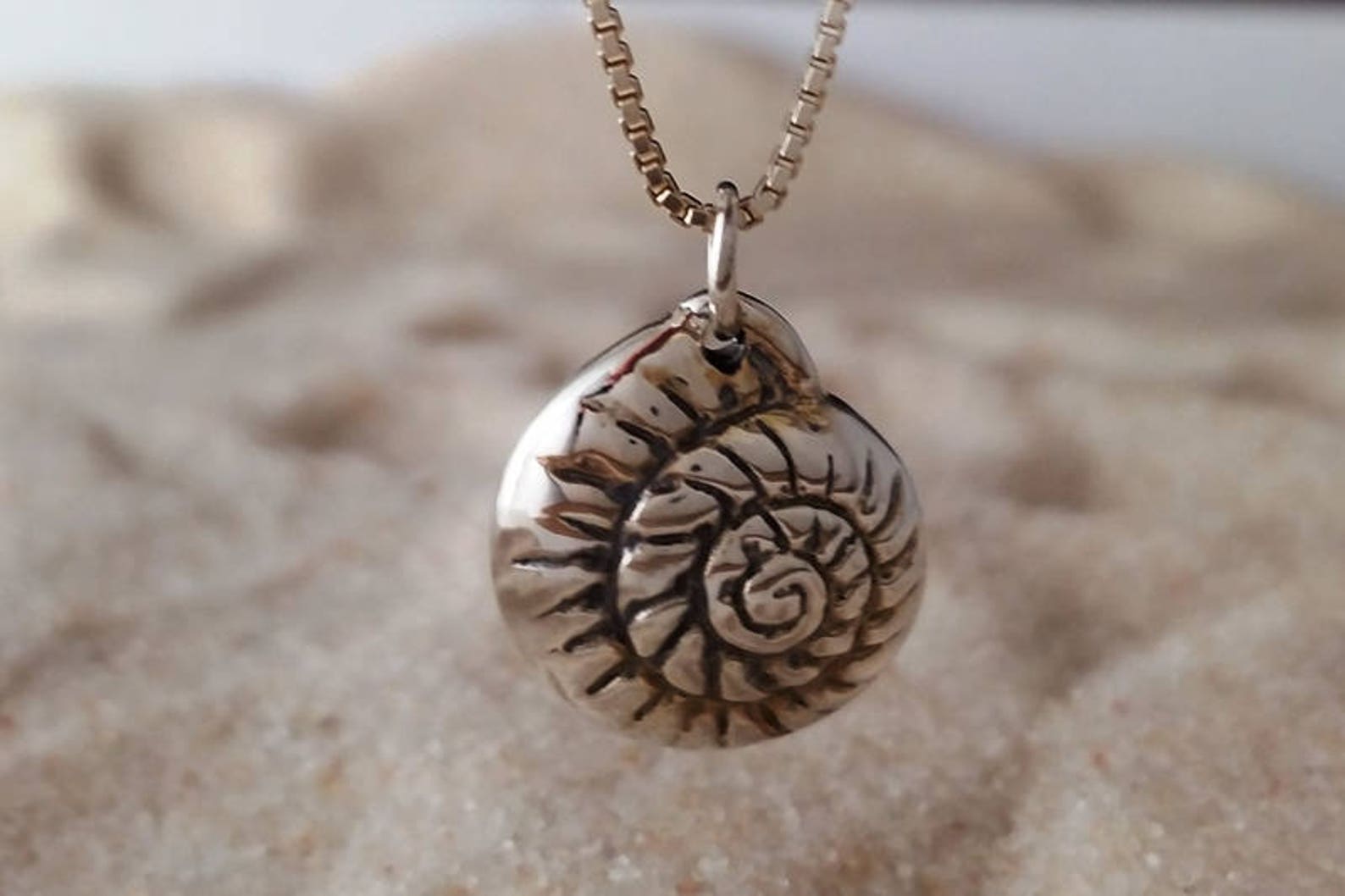 Silver Nautilus Shell Pendant, Sterling Silver Dainty Nautilus Shell ...