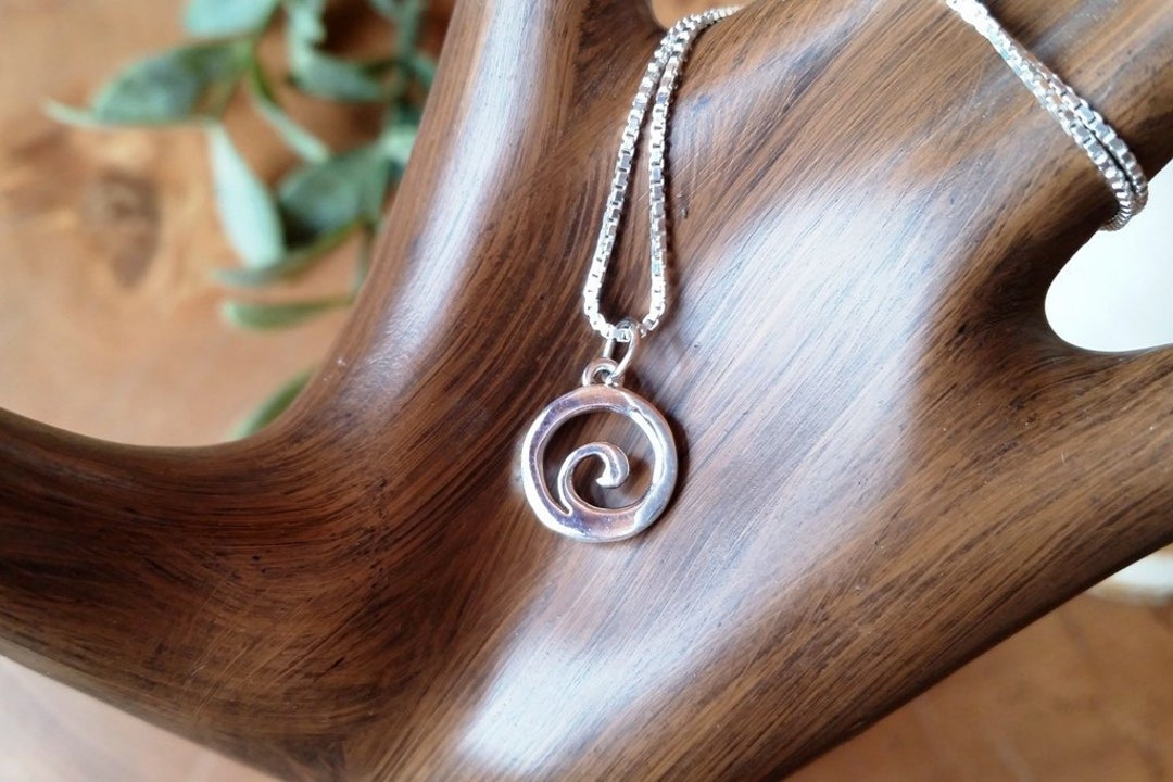 Silver Wave Pendant, Dainty Sterling Silver Wave Pendant, Ocean Design ...