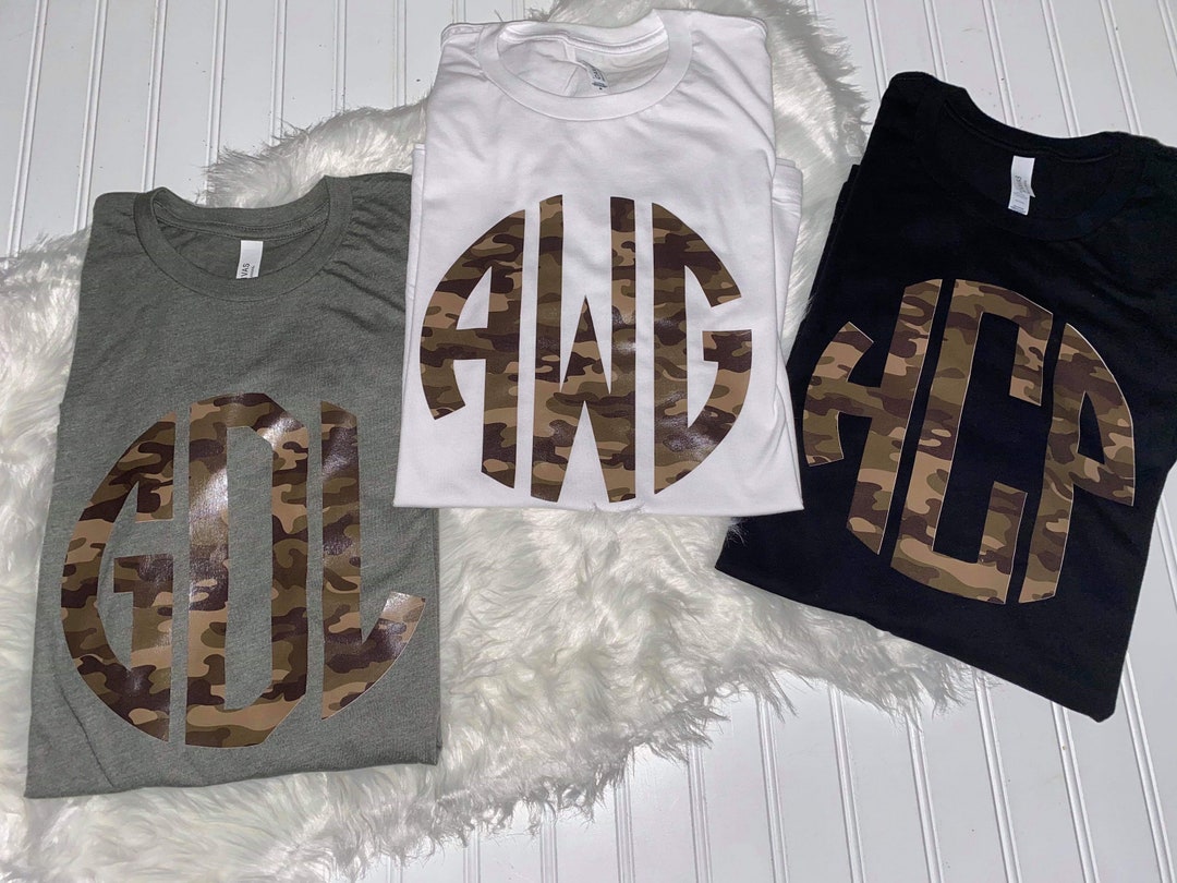 Camo Print Monogram Shirt- Personalized Monogram Shirt- Monogram ...