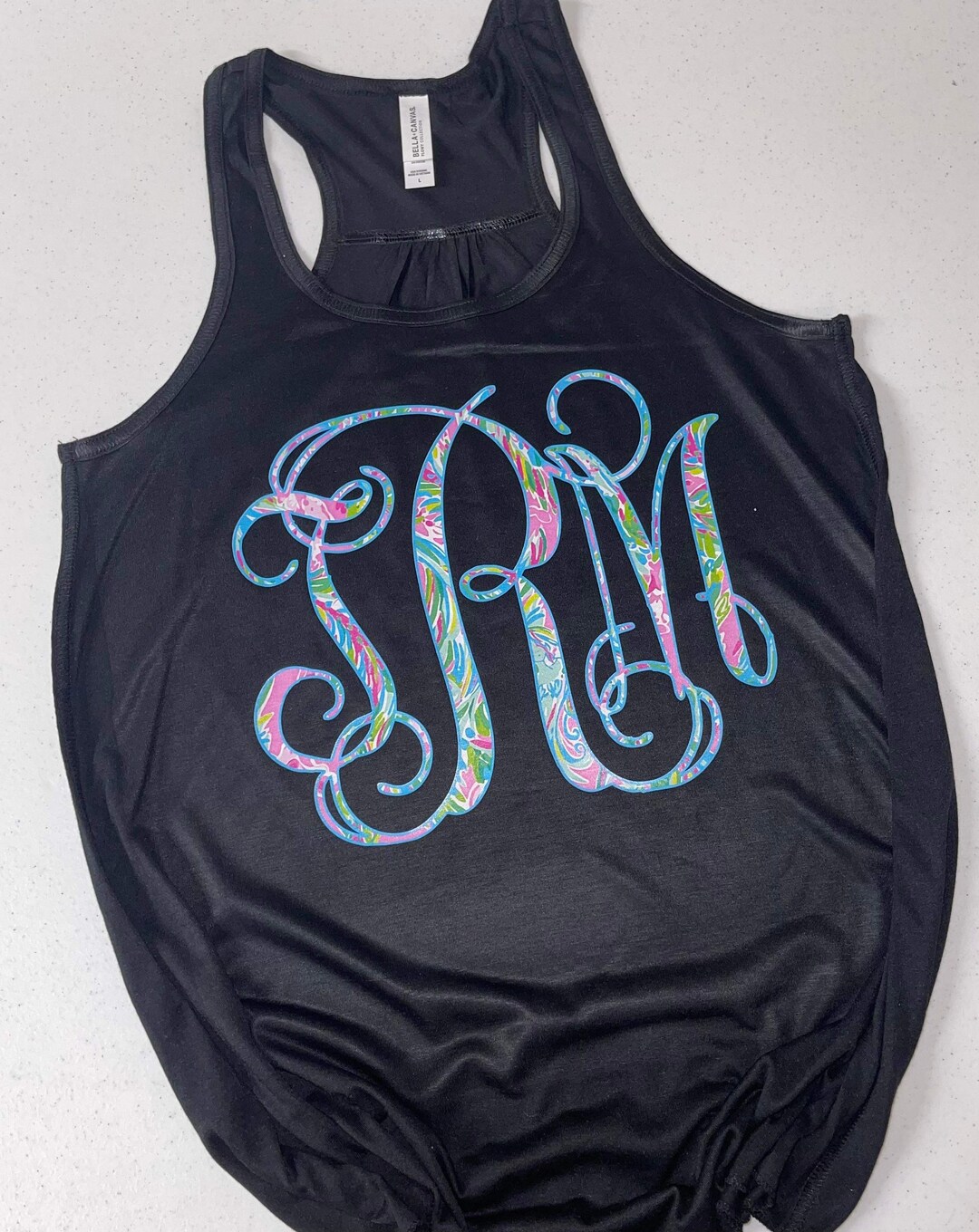 Floral Print Vine Monogram- Summer Monogram- Monogram Tank- Summer Tank ...