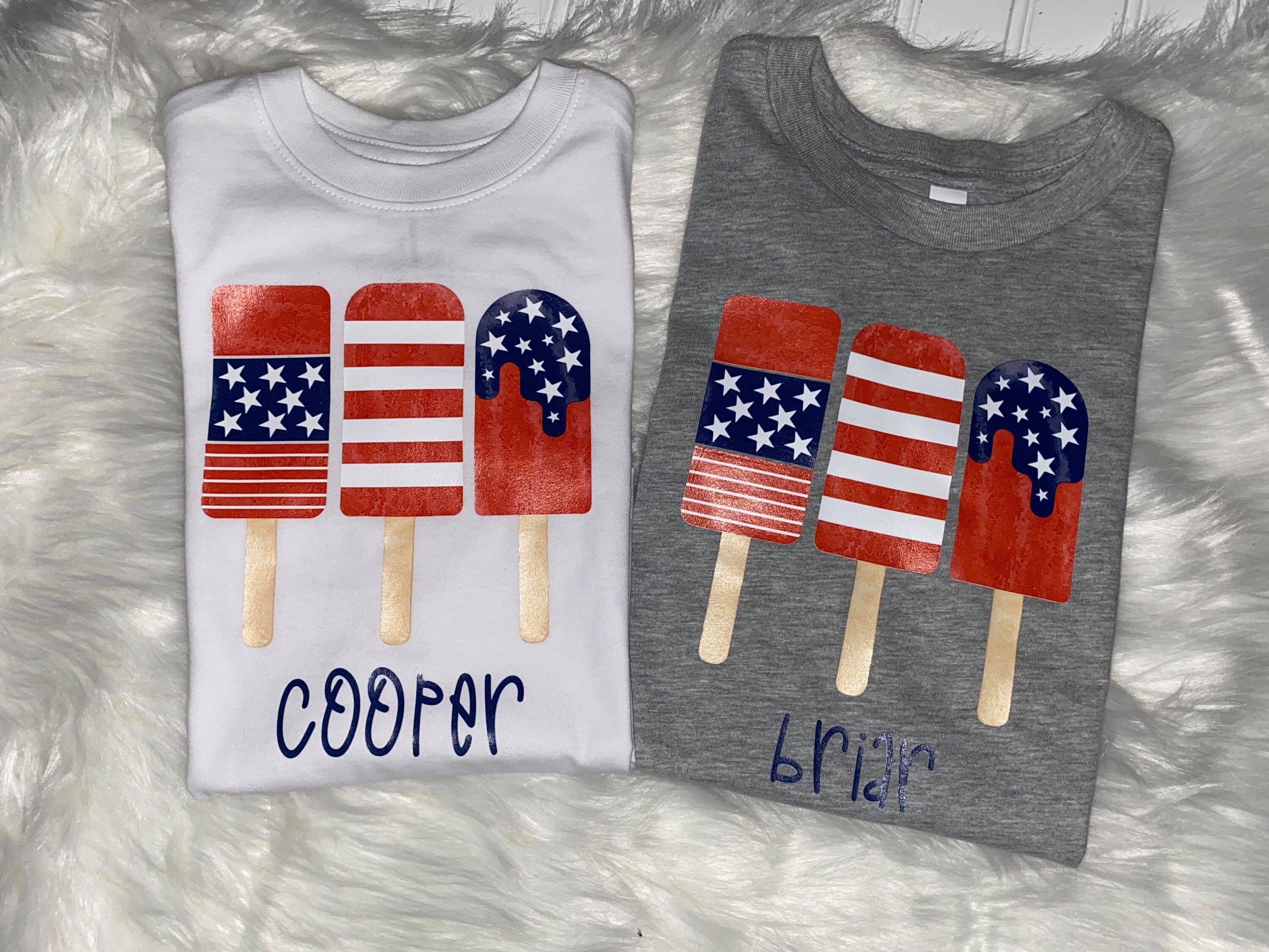 Red white blue popsicle shirt personalized toddler tee | Etsy