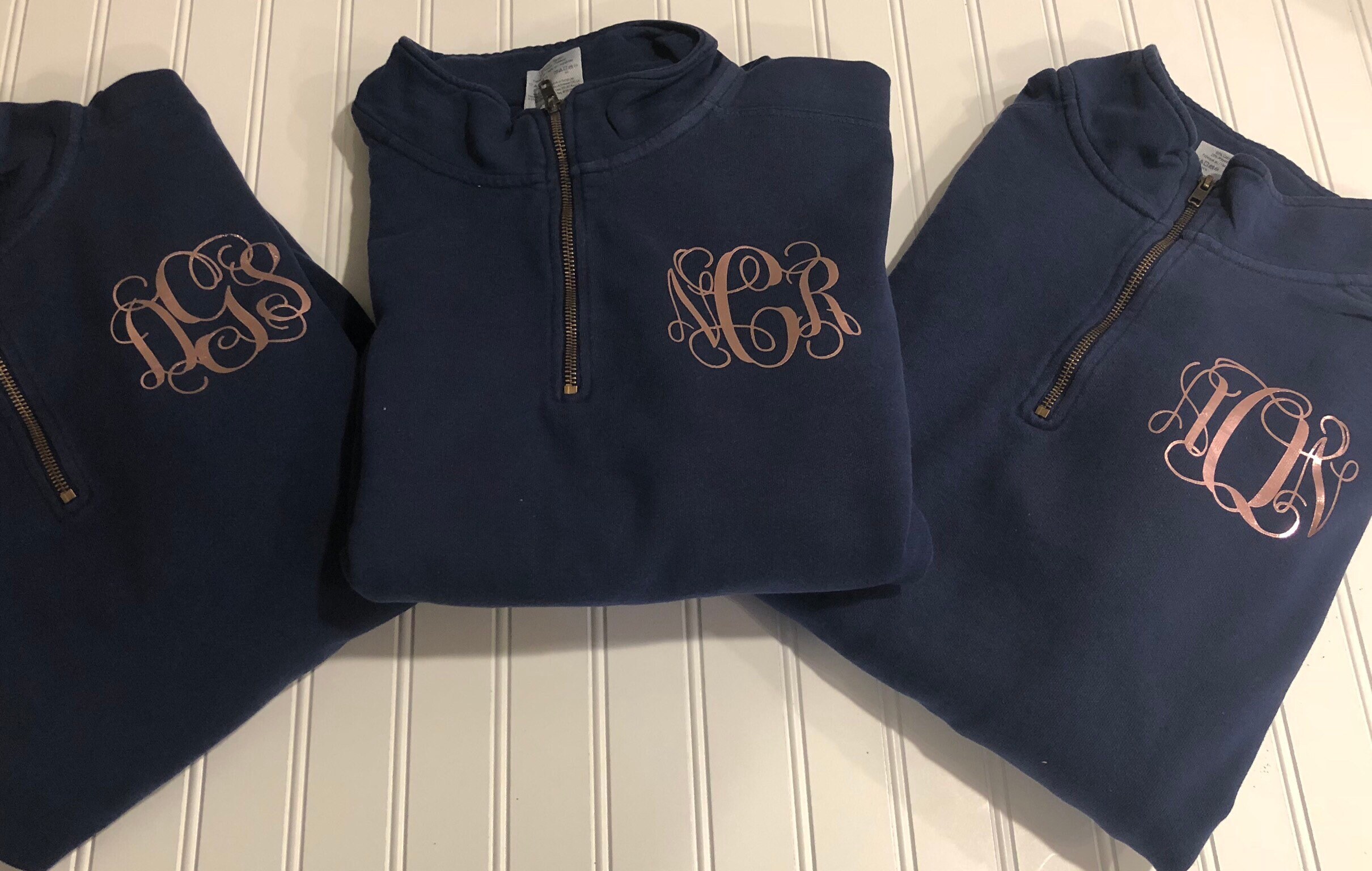 Monogrammed Quarter Zip Sweatshirt Women, Monogram Quarter Zip Female ...