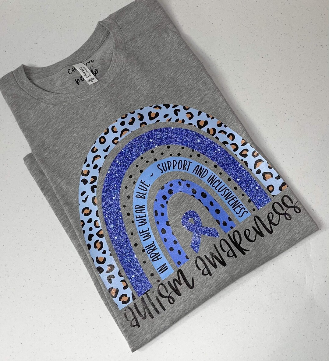 Blue Autism Awareness Rainbow- Autism- Blue Ribbon- Cheetah Print ...