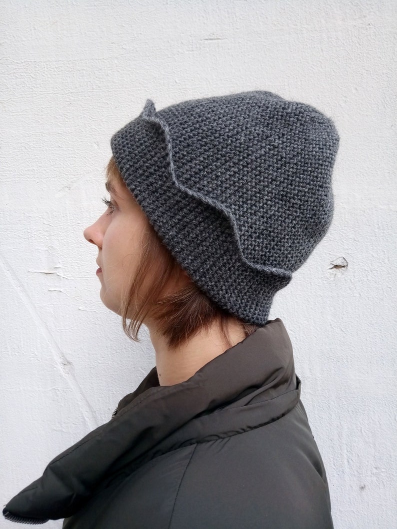 Gray Jughead Beanie, Whoopee Cap, Crown Hat, Winter Hand Knit Hat ...