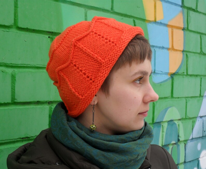 Orange Crown Beanie Hat, Jughead Beanie, Whoopee Cap, Wool Hand Knit ...
