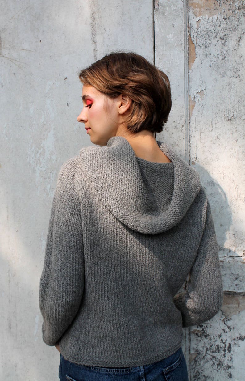 Alpaca Cowl Neck Cropped Sweater. Chunky Hand Knit Sweaters - Etsy