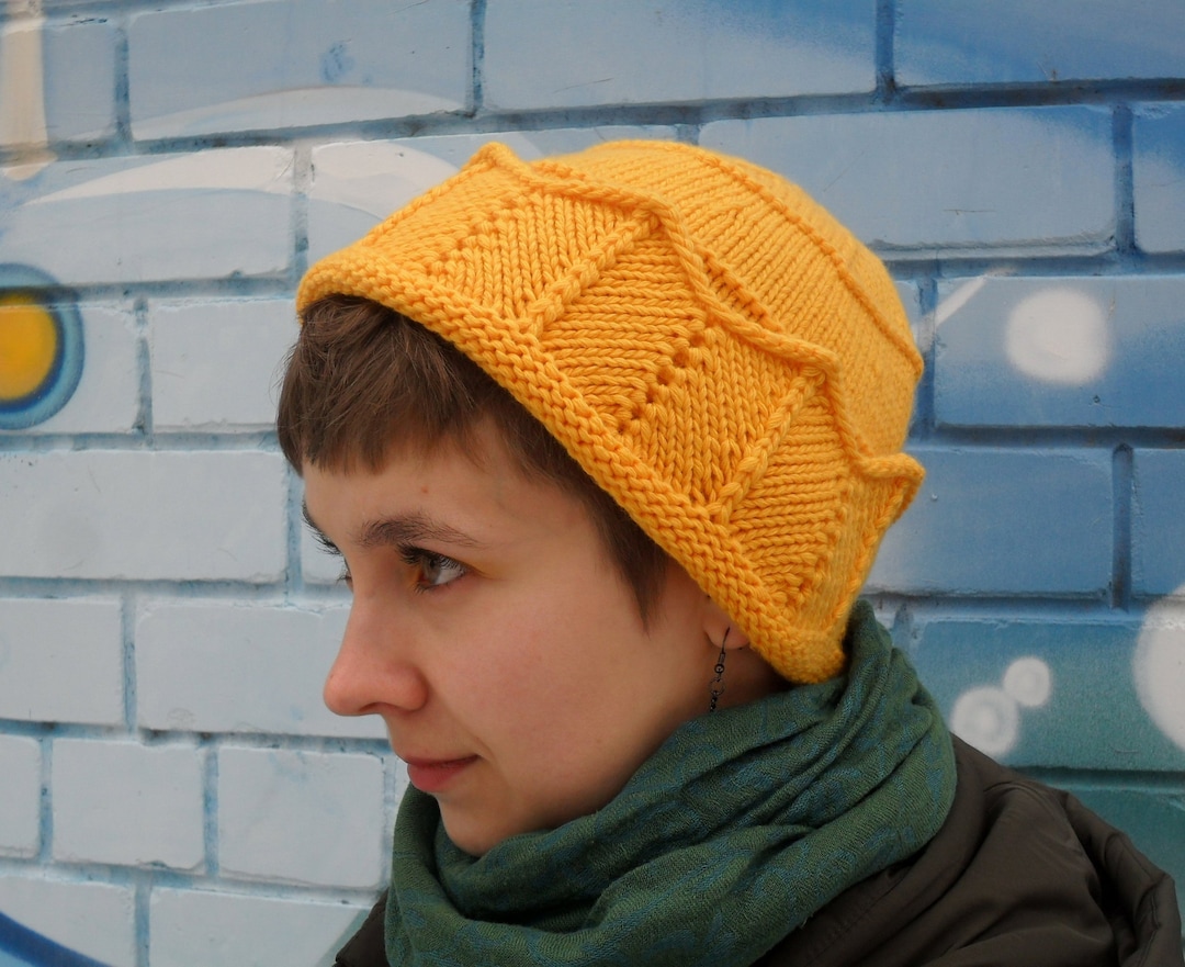 Yellow Crown Hat, Jughead Beanie, Wool Hand Knit Hat, Whoopee Cap ...