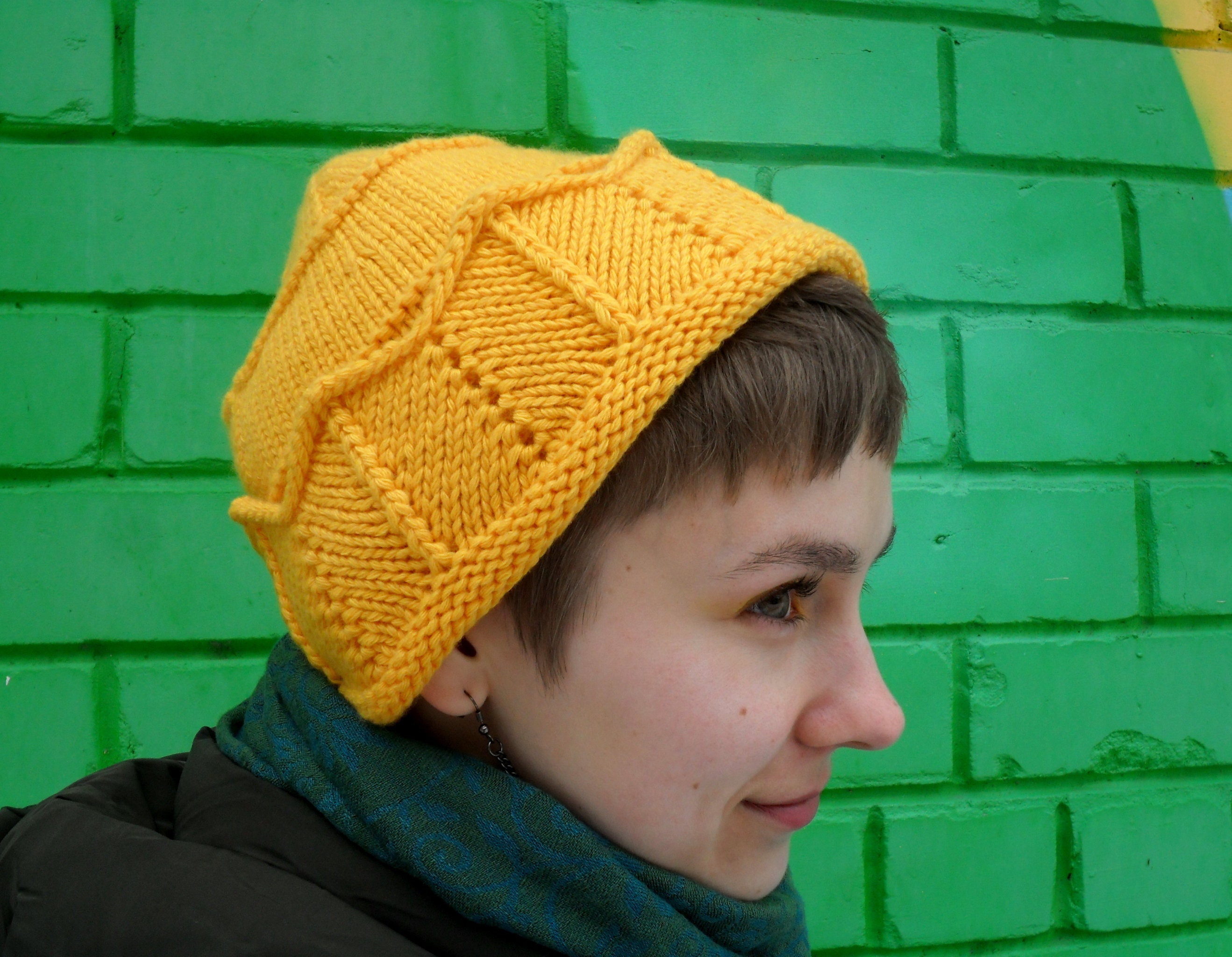 Yellow Crown Hat, Jughead Beanie, Wool Hand Knit Hat, Whoopee Cap ...