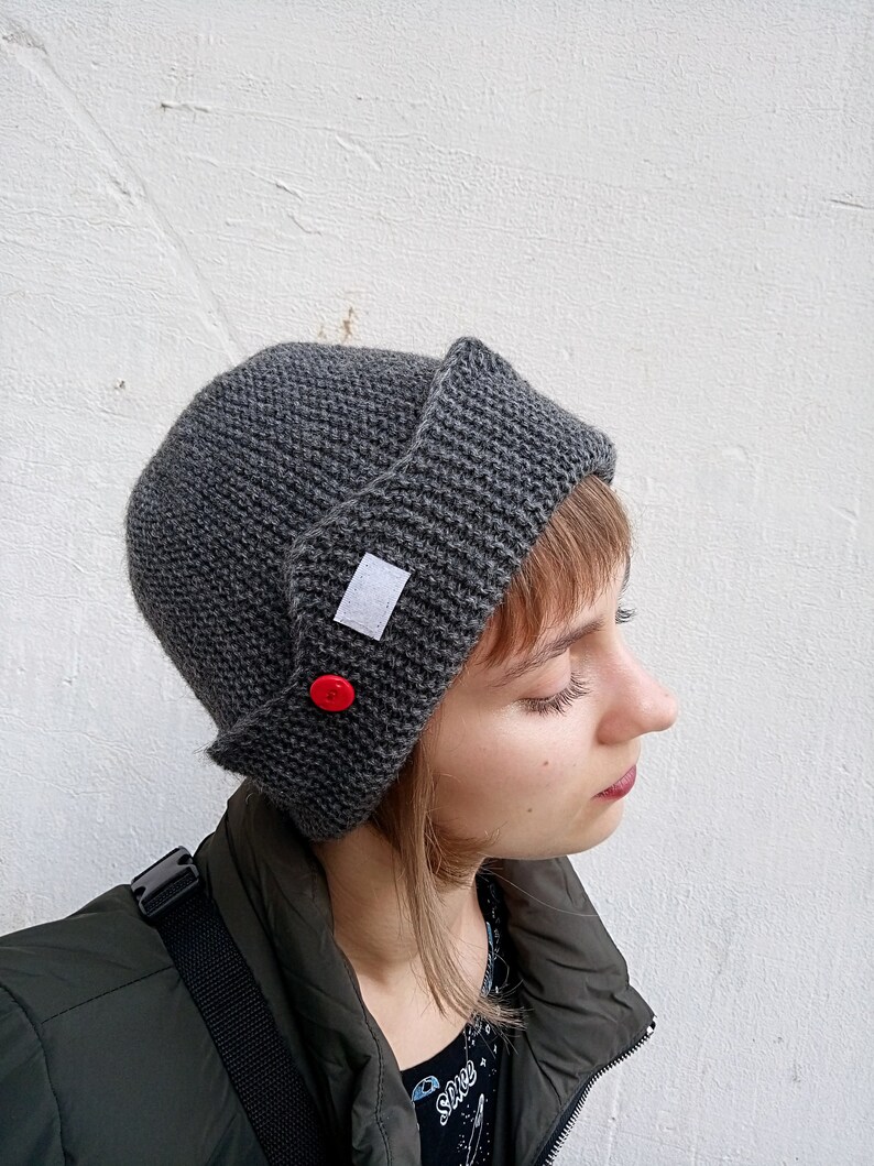 Gray Jughead Beanie Whoopee Cap Crown Hat Winter Hand Knit - Etsy