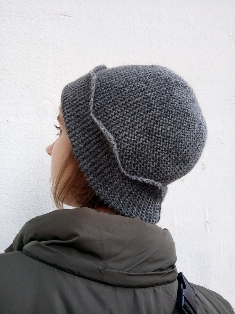 Gray Jughead Beanie, Whoopee Cap, Crown Hat, Winter Hand Knit Hat ...