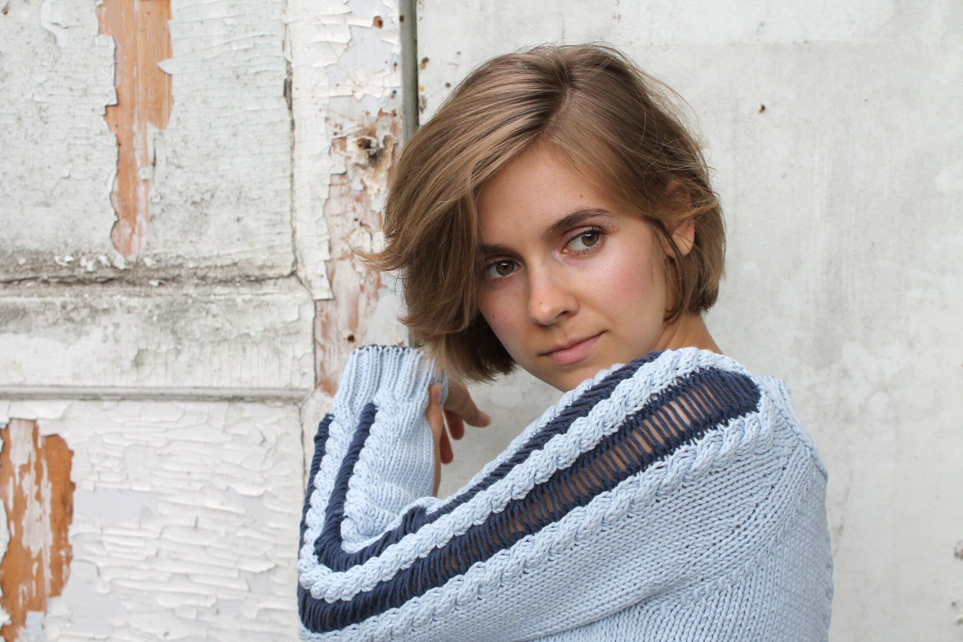 Light Blue Hand Knit Sweater for Women. Sky Blue Pullover. Modern ...