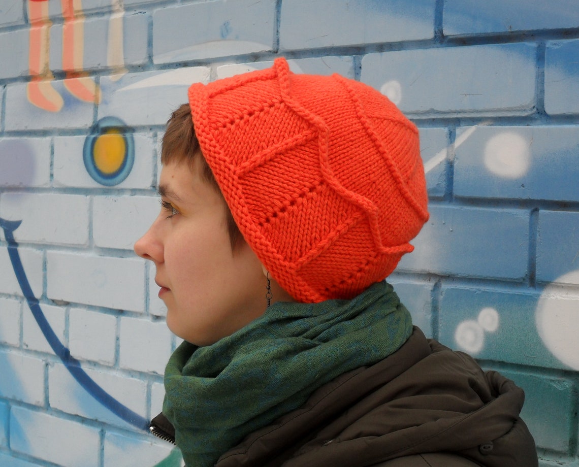 Orange Crown Beanie Hat, Jughead Beanie, Whoopee Cap, Wool Hand Knit ...