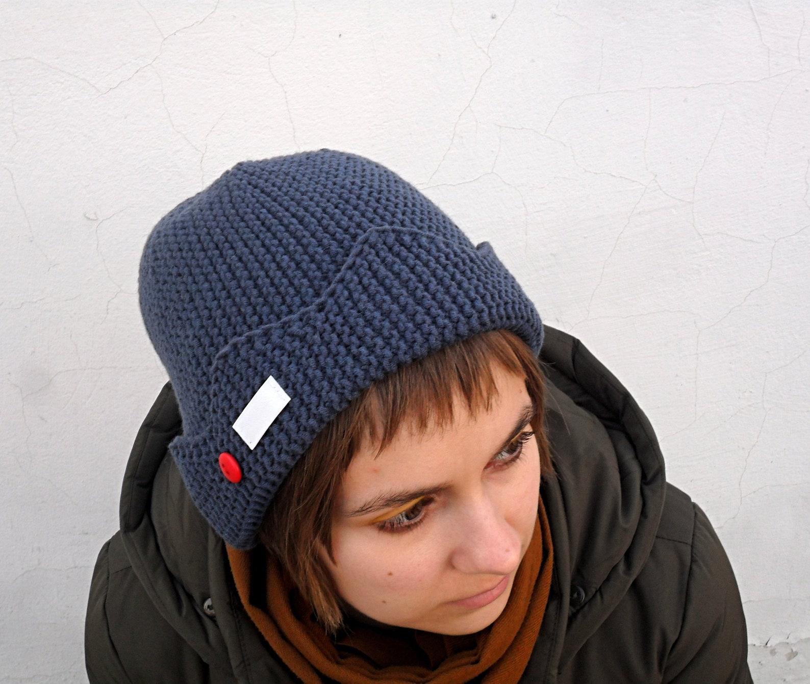 Blue Jughead Beanie, Unisex Crown Hat, Whoopee Cap, Winter Hand Knit ...