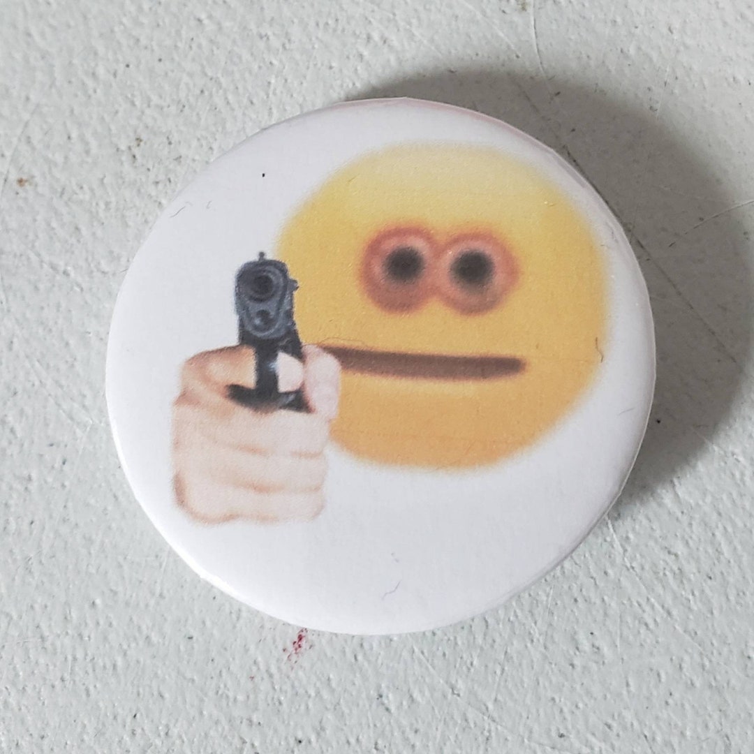 Cursed Emoji With Gun Pinback Button - Etsy