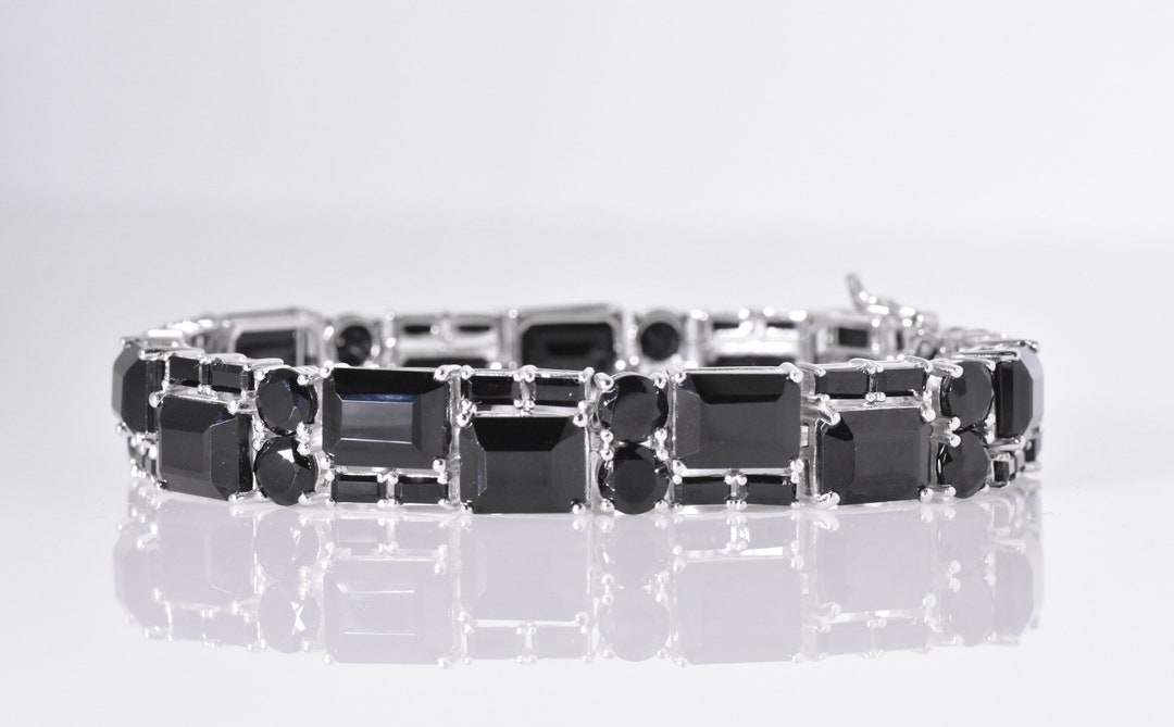 Black Spinel Bracelet - 925 Solid Sterling Silver, Nickel Free - Etsy UK