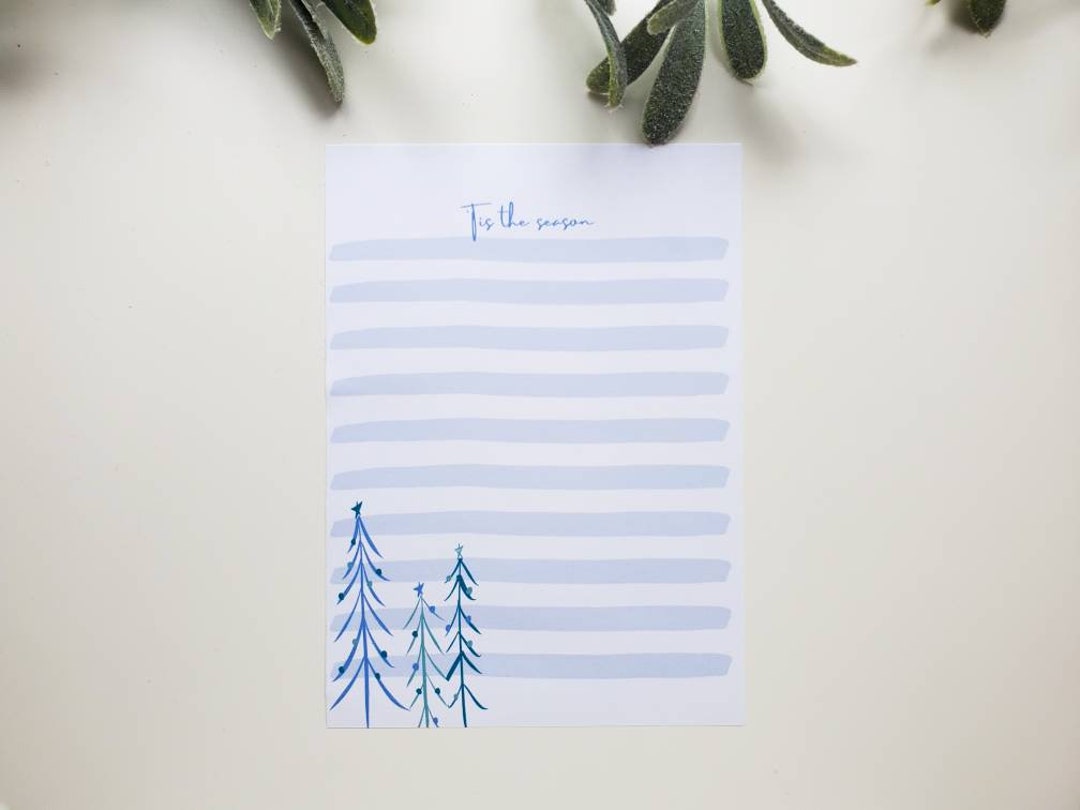 Blue Christmas Tree Notepad, Holiday Stationery - Etsy Australia