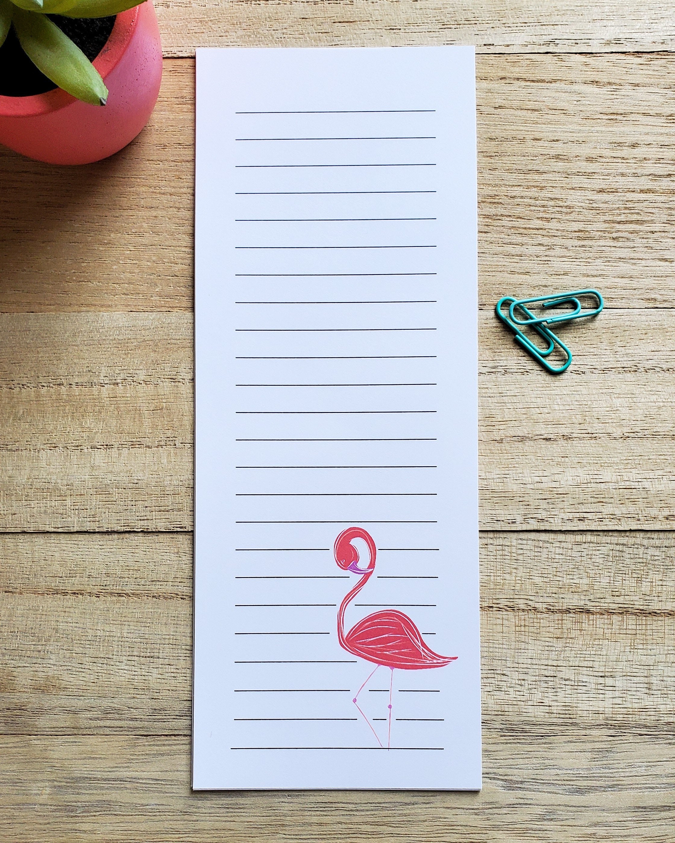 Pink Flamingo Listpad, Lined Notepad, Bird Stationery, to Do List - Etsy