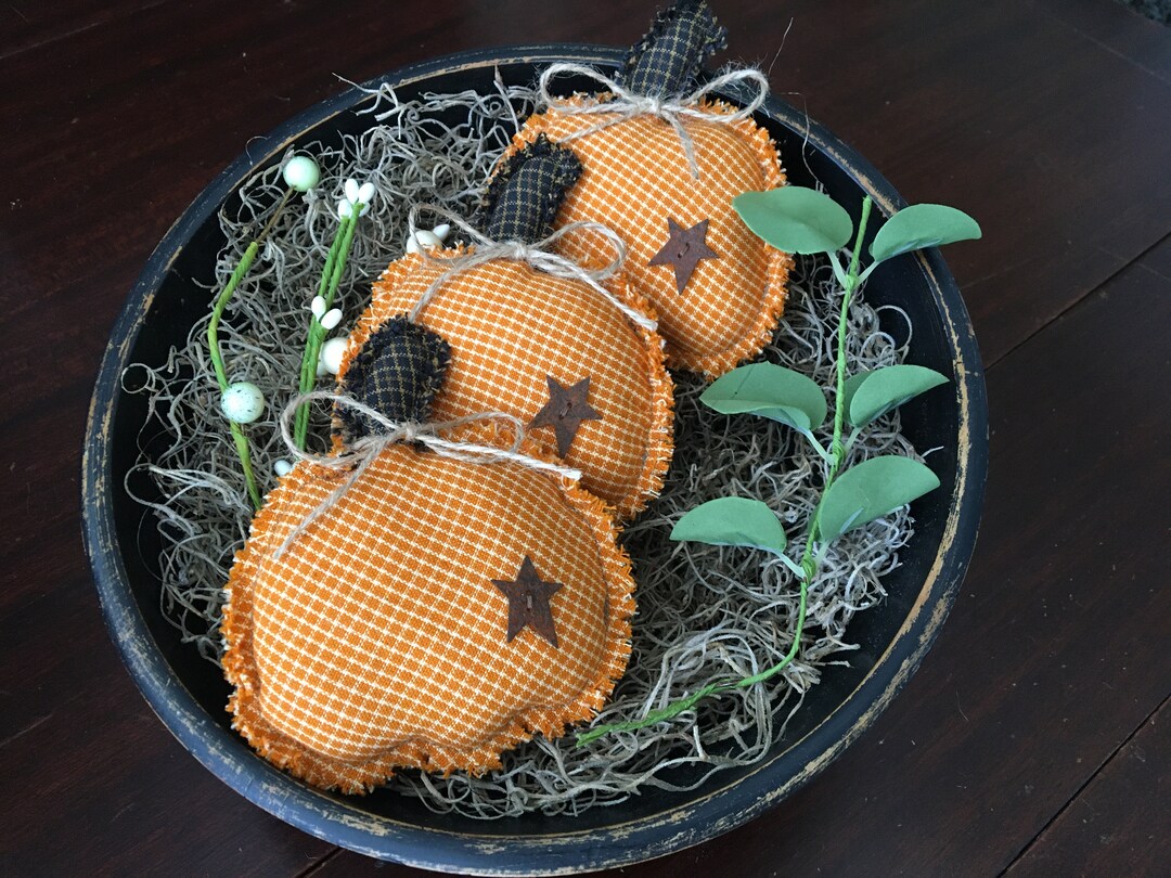 Homespun Pumpkin Bowl Fillers Ornies Tiered Tray Autumn Fall Decor ...