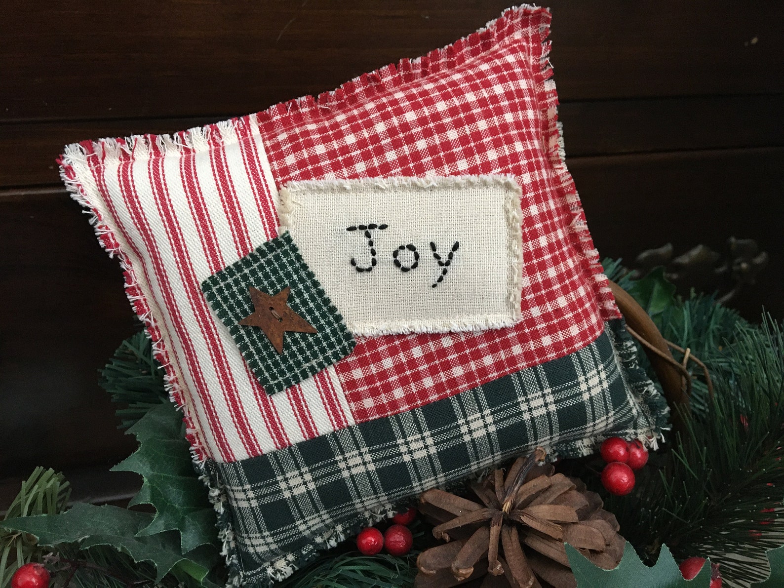 Christmas Joy Pillow Tuck Shelf Sitter Bowl Filler Homespun - Etsy