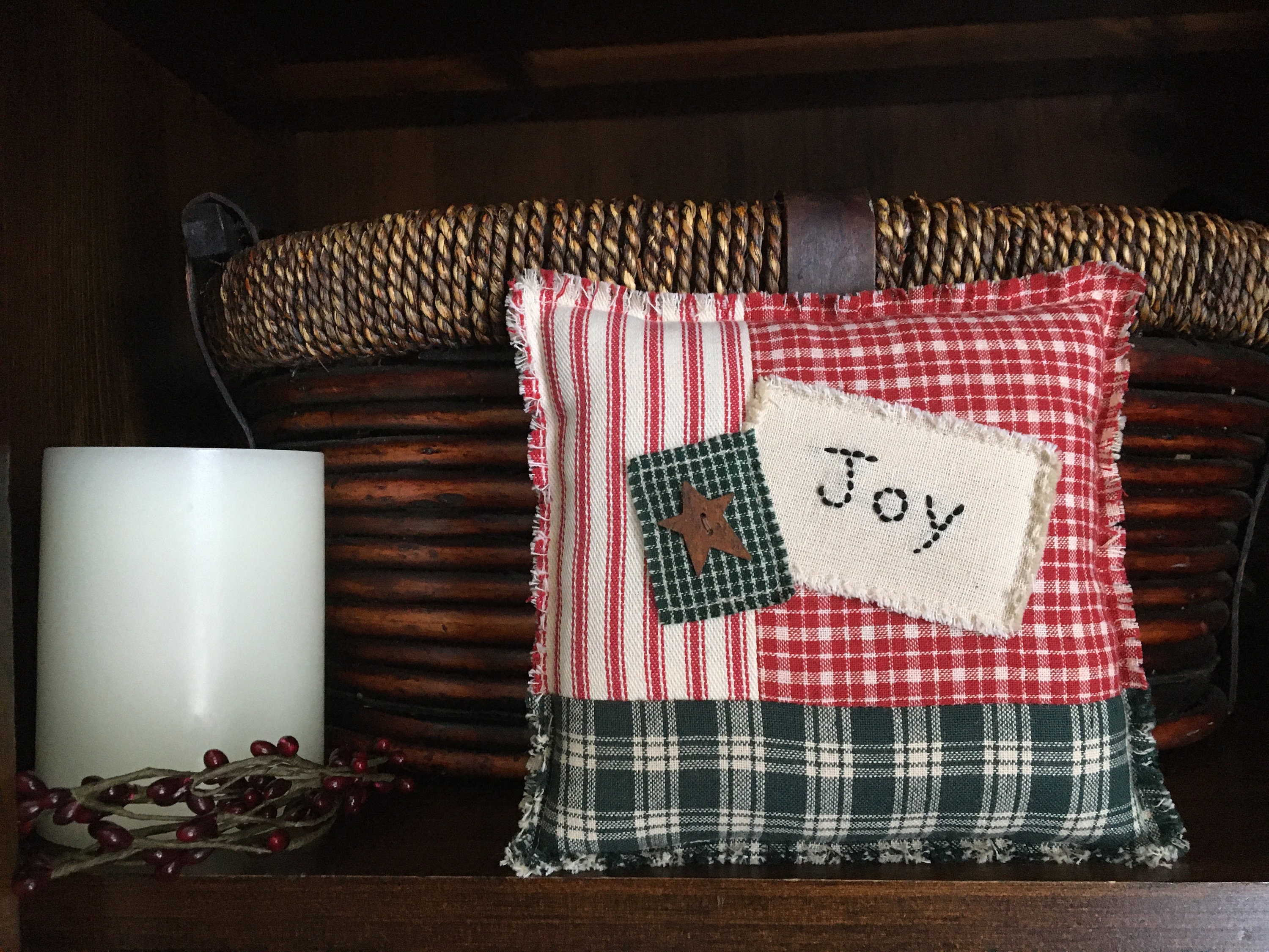 Christmas Joy Pillow Tuck Shelf Sitter Bowl Filler Homespun - Etsy
