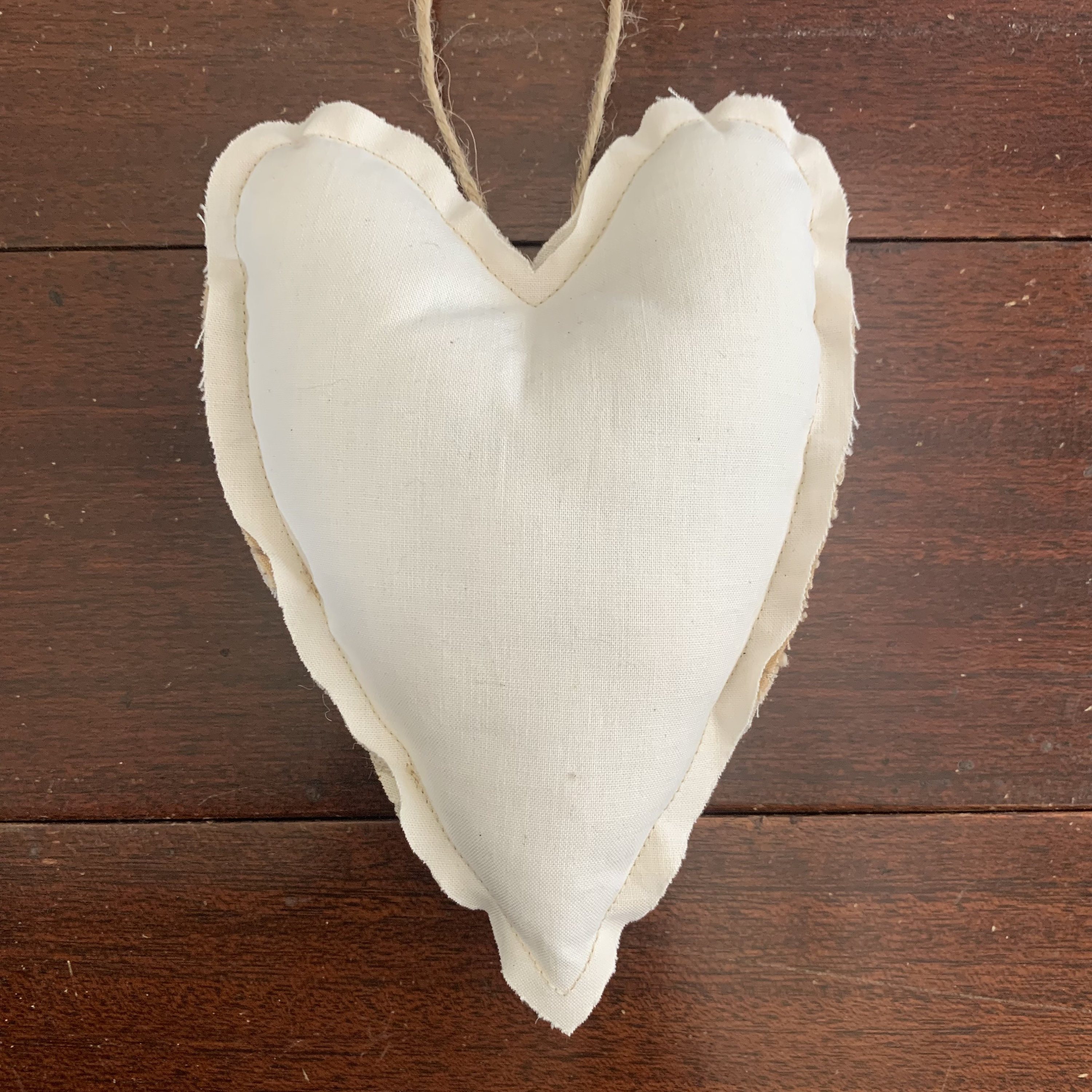 Scrappy Neutral Hanging Heart Peg Rail Door Knob Hanger Cotton Fabric ...