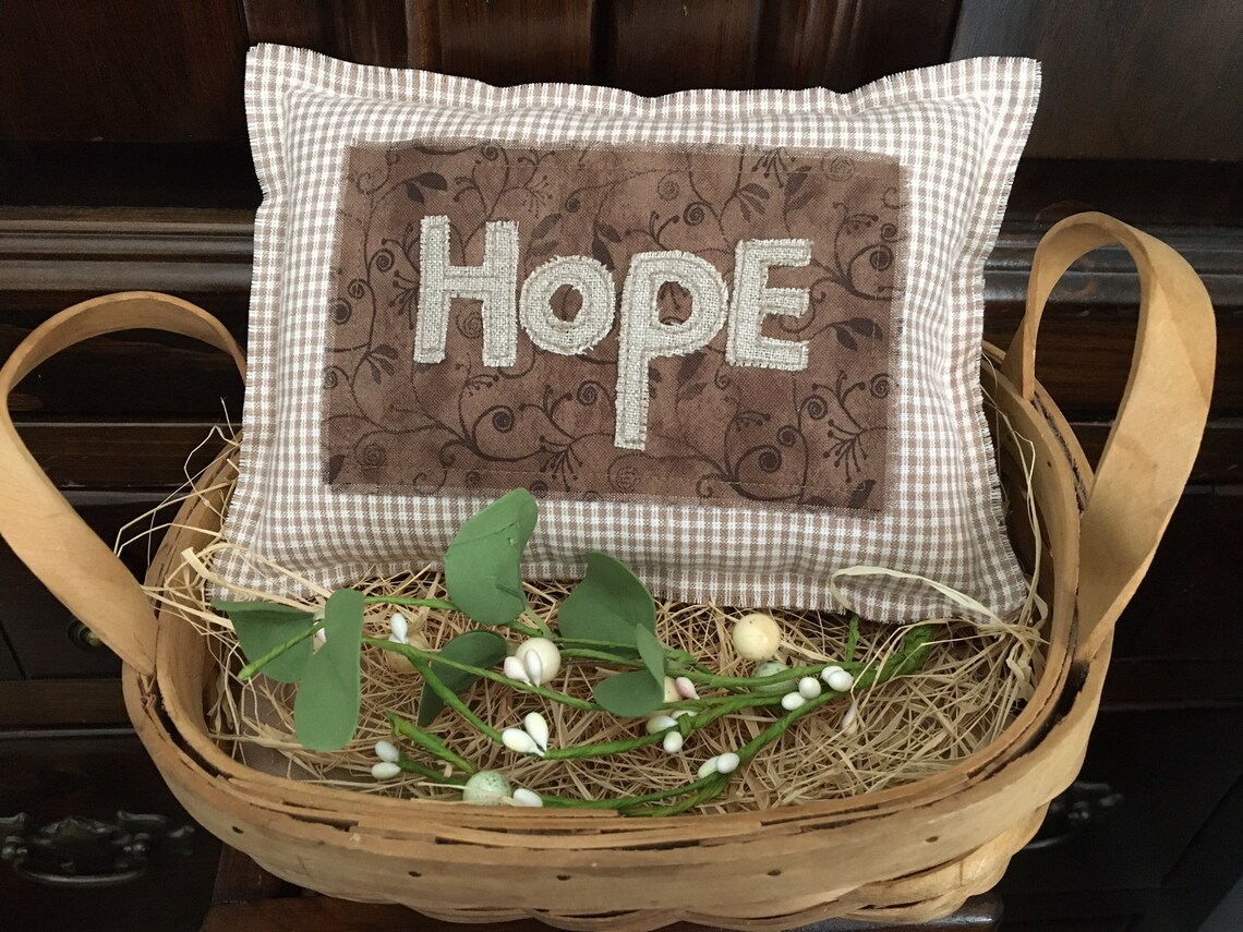 Hope Pillow Tuck Shelf Sitter Country Farmhouse Inspirational Linen ...