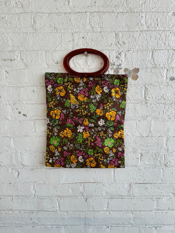 1960s Lady's Pride Floral Fold Over Top Handle Purse - Gem
