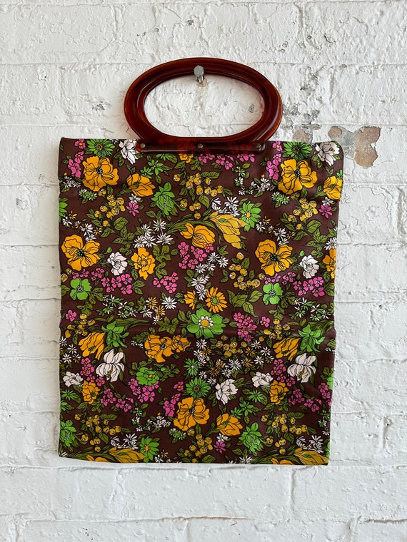 1960s Lady's Pride Floral Fold Over Top Handle Purse - Gem