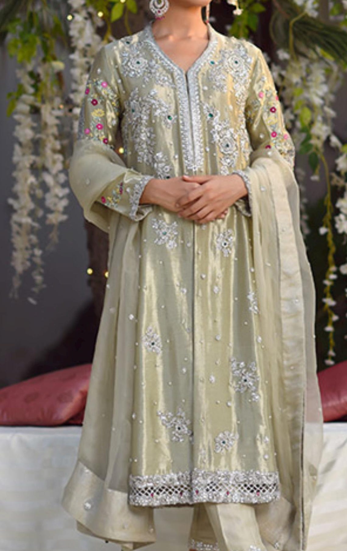 Mubashira Usman Formal Outfit – Tissue Material With Silk Pants ...