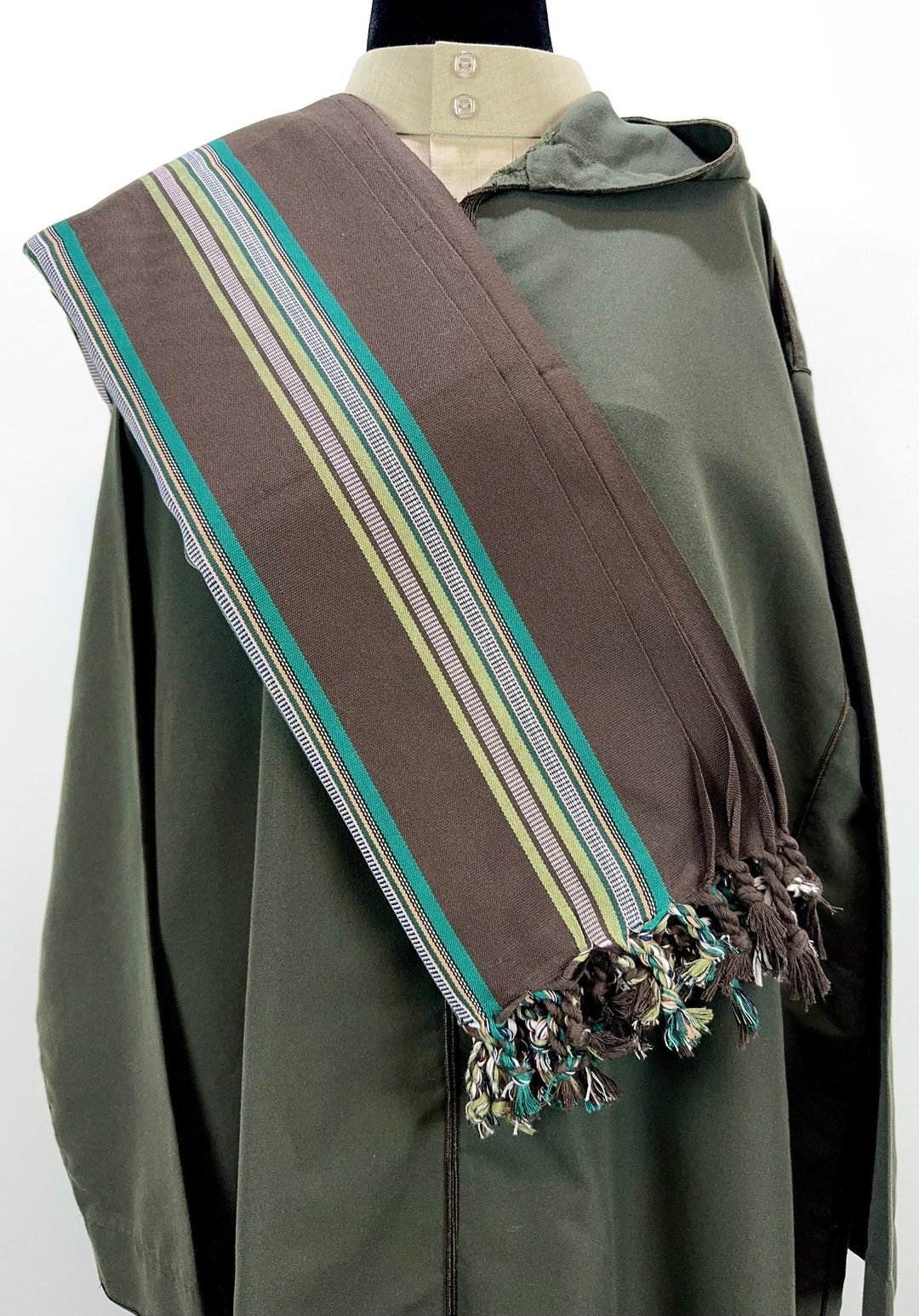 Habirah Yemeni Cotton Shawl - Dark Chocolate & Green - Etsy