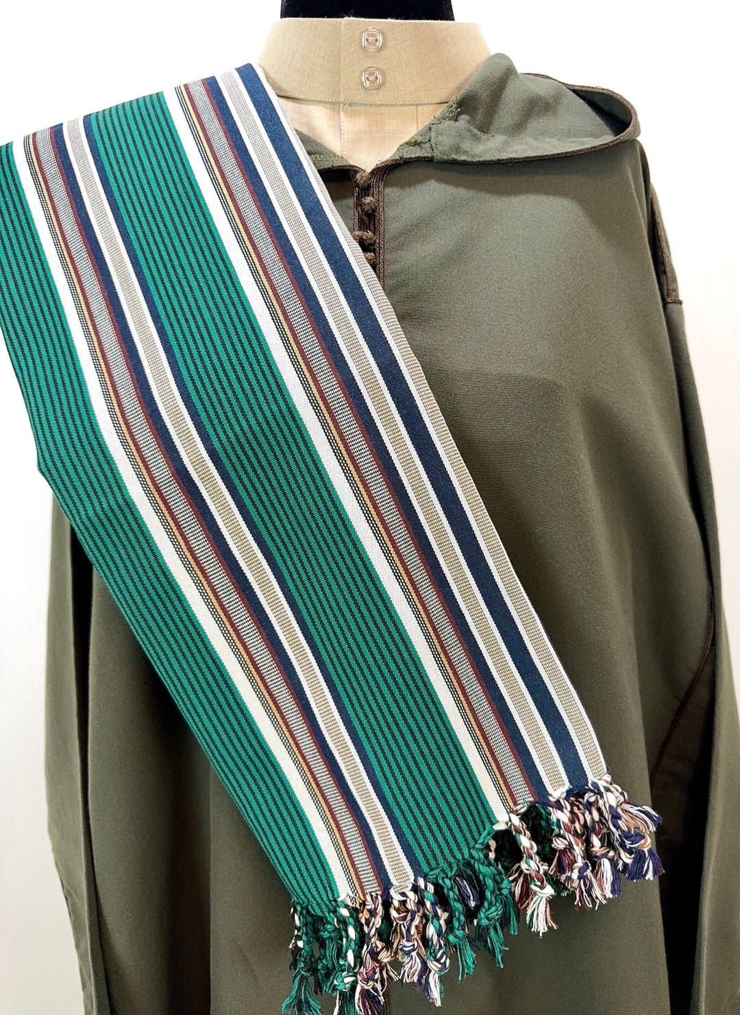 Habirah Yemeni Cotton Shawl Pine Green 2 Black & Denim Blue - Etsy UK