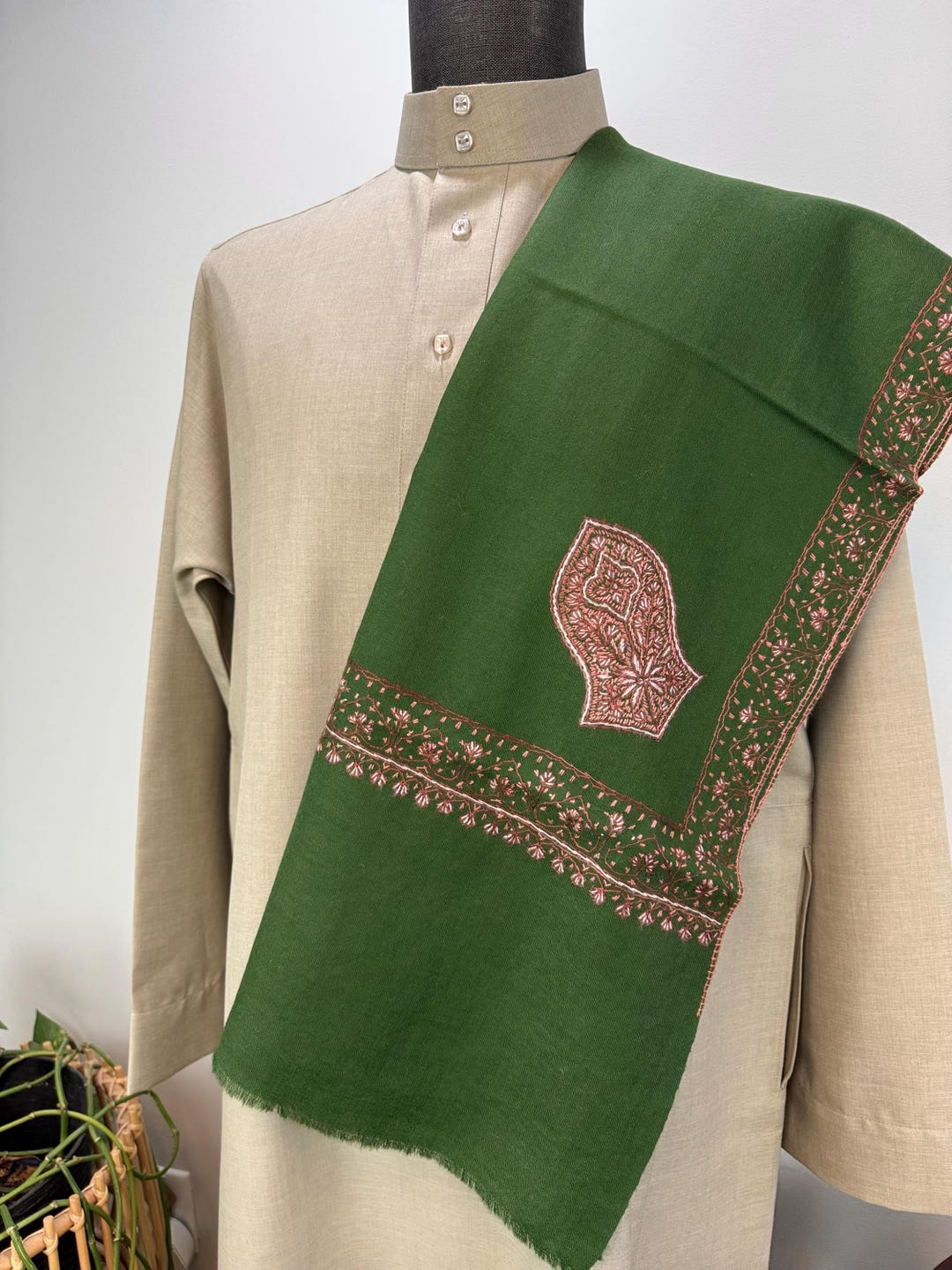 Darqawi Sandala Hand Embroidered Wool Shawl - Bright Emerald Green - Etsy