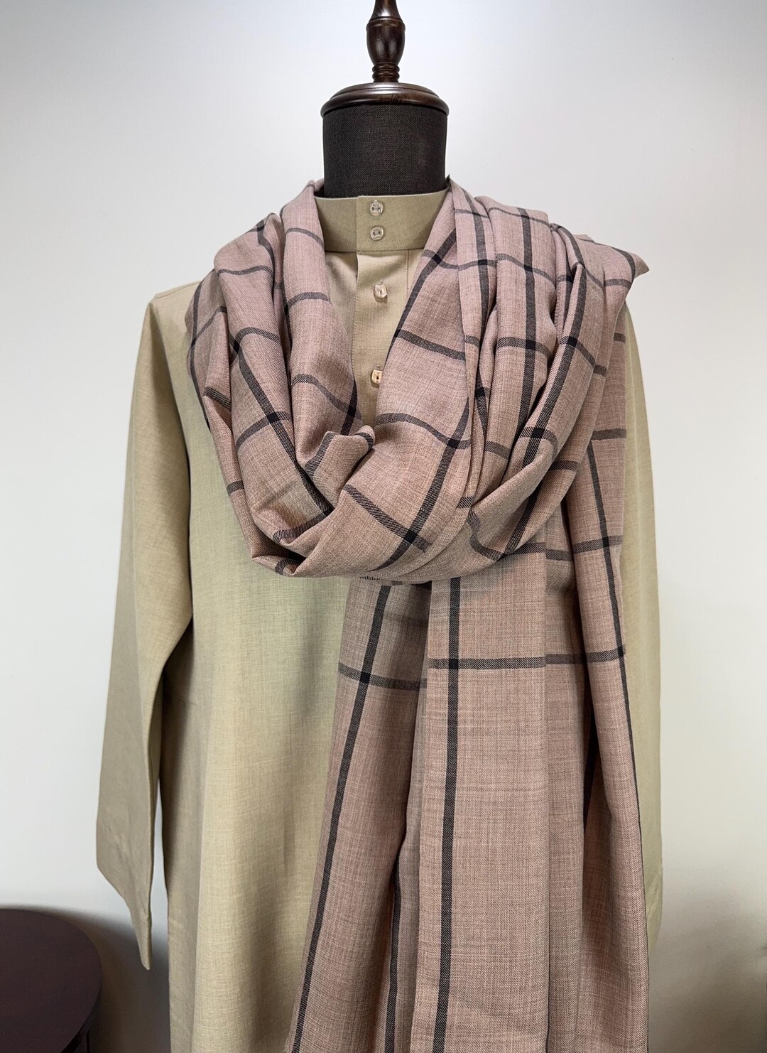 Extra Large Soft Wool Windowpane Check Scarf - Two Tone - Etsy