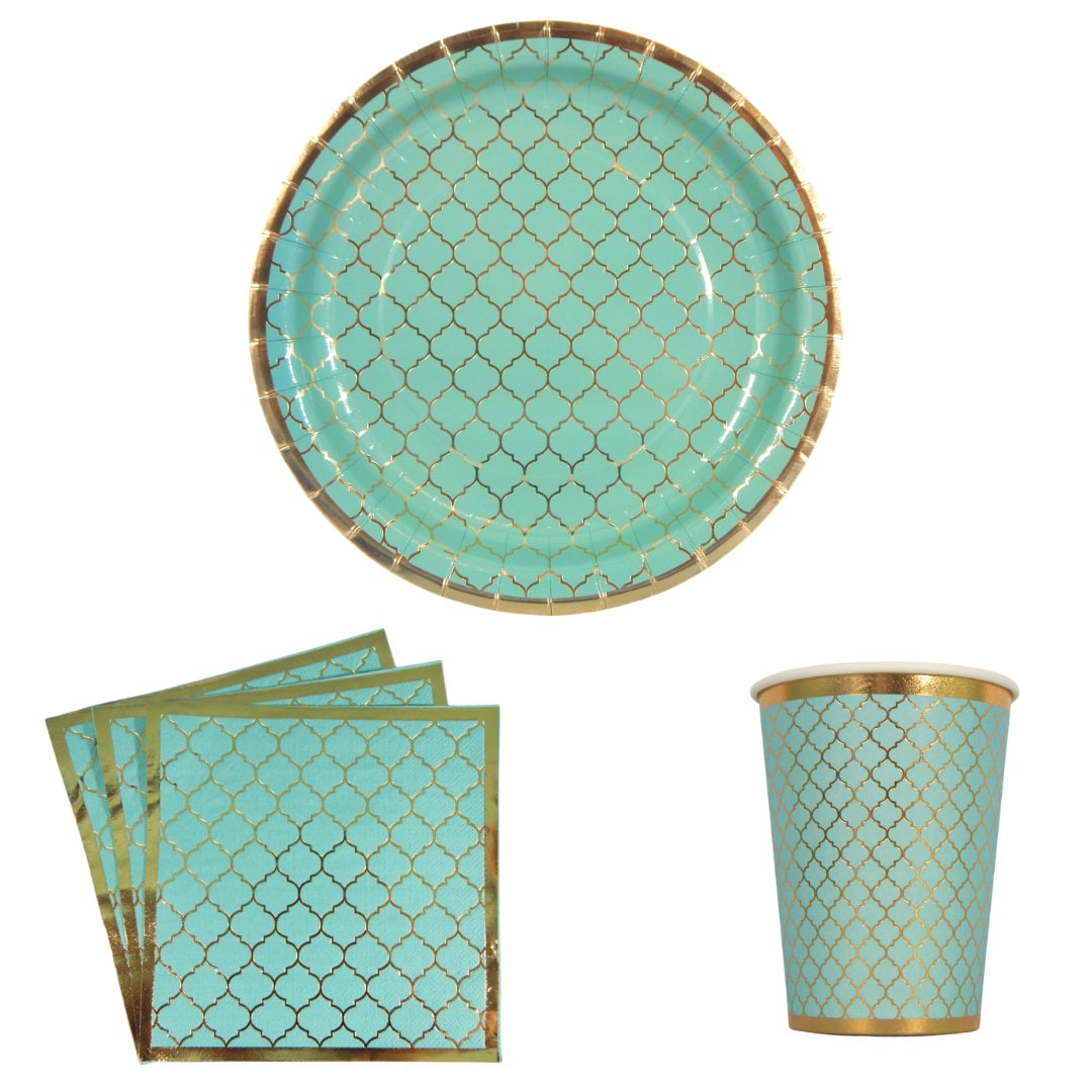 Moroccan Party Pack - Teal Moroccan Decor Moroccan Plates Moroccan Cups ...